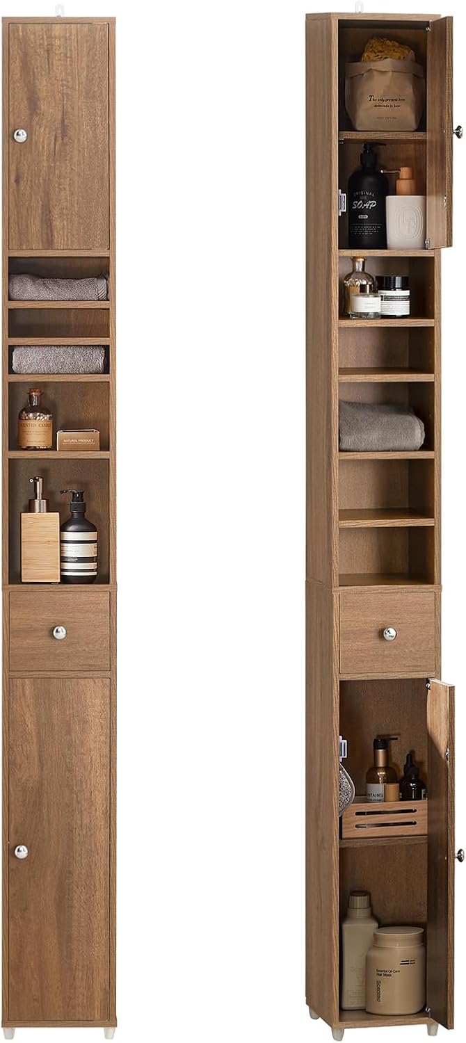 Bathroom Narrow Storage Cabinet Skinny Tall Unit with Adjustable ...