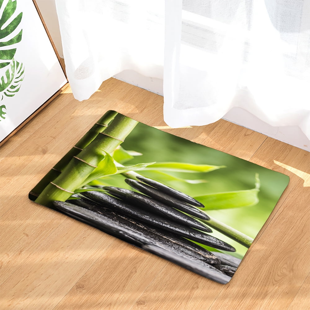 Bathroom Non-slip Mat Plant Flower Bamboo Zen Stone 3D Printed Bath Mat ...