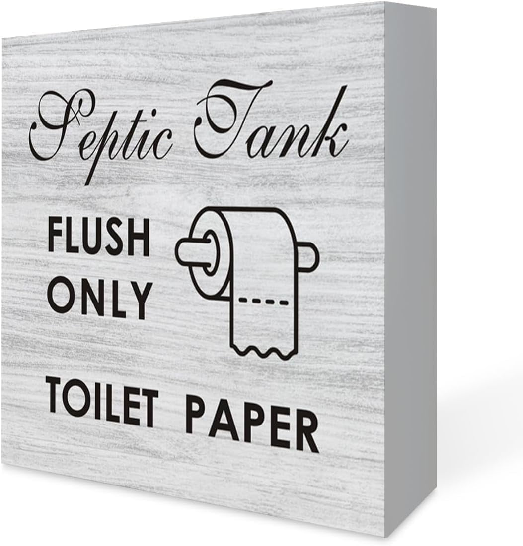 Bathroom Notice Wooden Box Sign With Saying Desk Decor Septic Tank ...