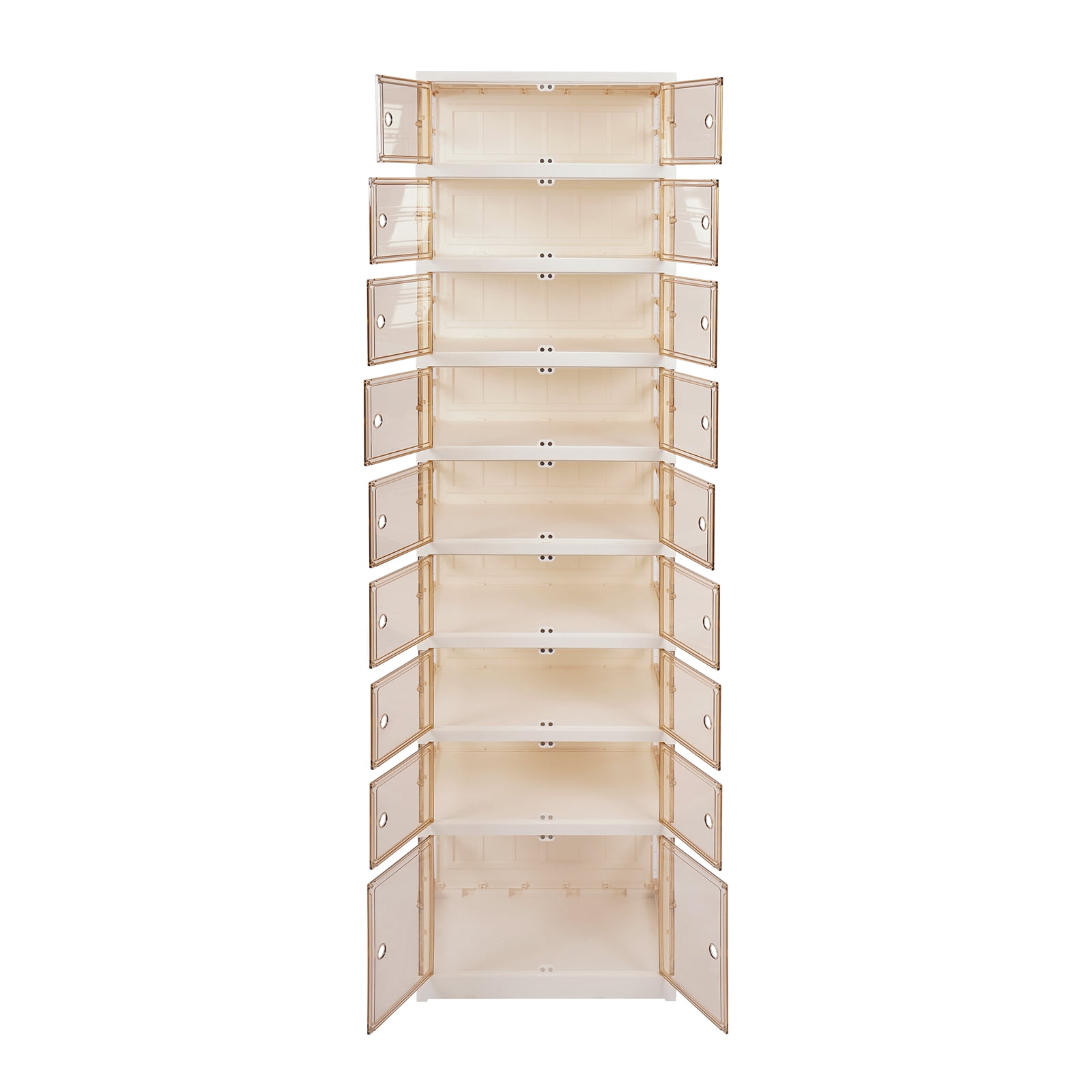 Bathroom Organizer, 9-Tier Shoe Rack, Clear Magnetic Door, 12.2" Bottom ...