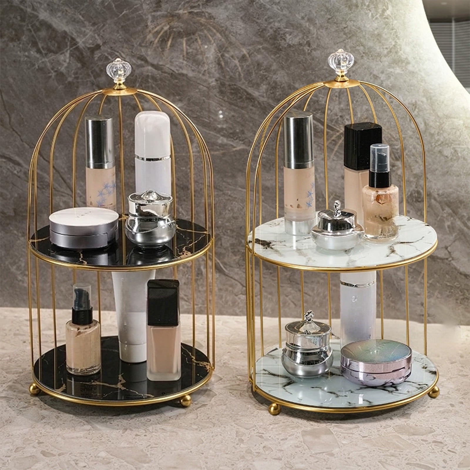 Bathroom Organizer – Cosmetic Storage Rack | Iron Desktop Double Tier ...