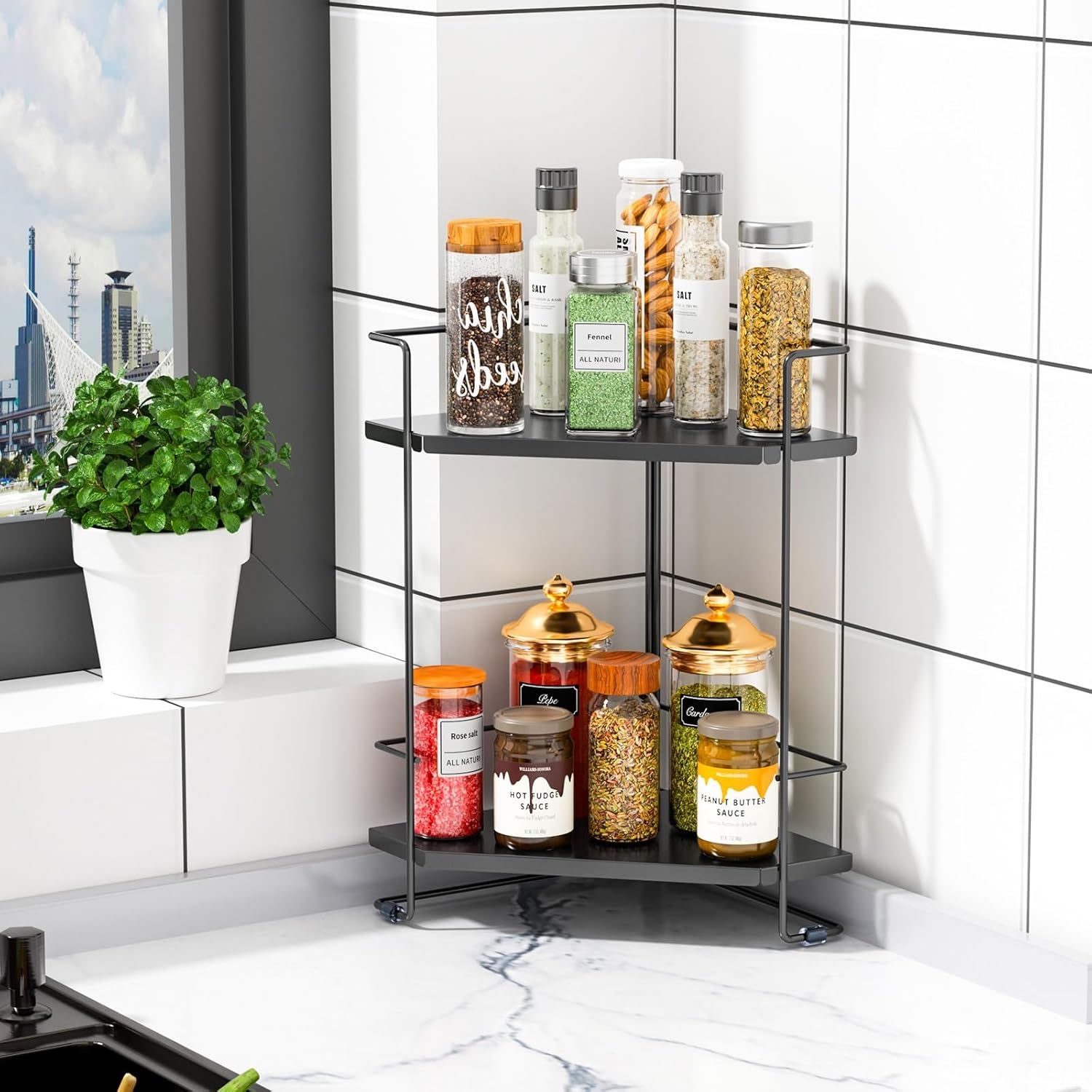 Bathroom Organizer Countertop, 2-Tier Bathroom Organizers and Storage ...