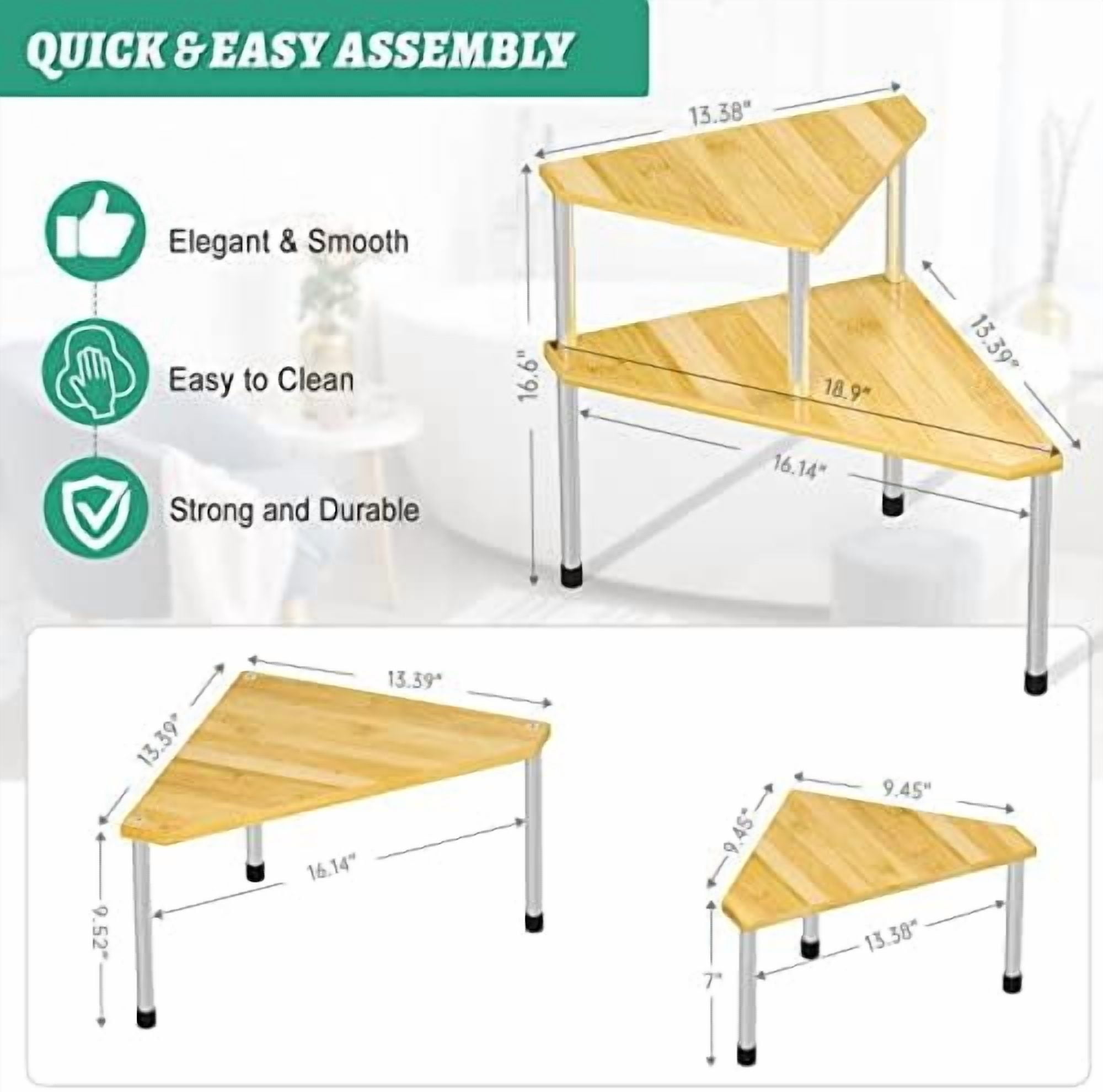 Bathroom Organizer Countertop Corner Shelf – 2 Tier Bathroom ...