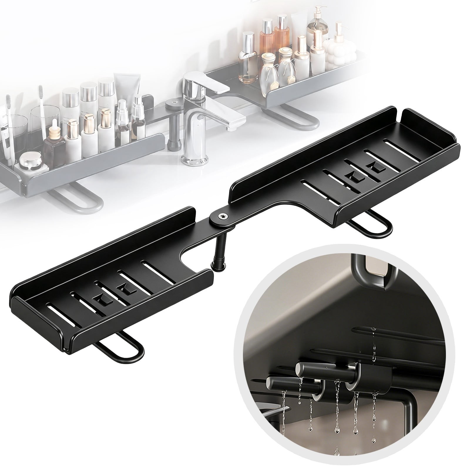 Bathroom Organizer, Rotatable Faucet Storage Rack, Adjustable Over ...