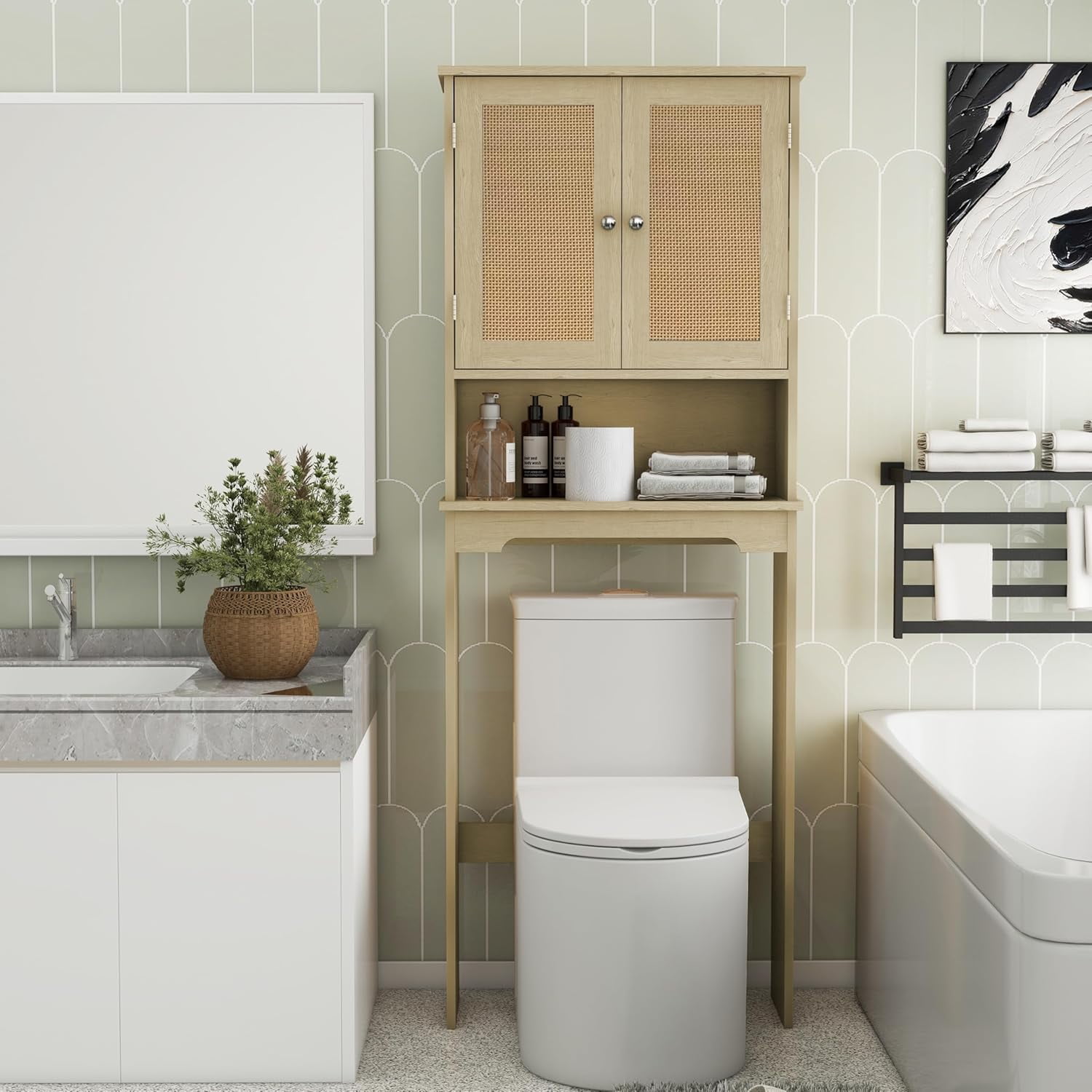 Bathroom Over The Toilet Organizer with Doors, Above Toilet Cabinet ...