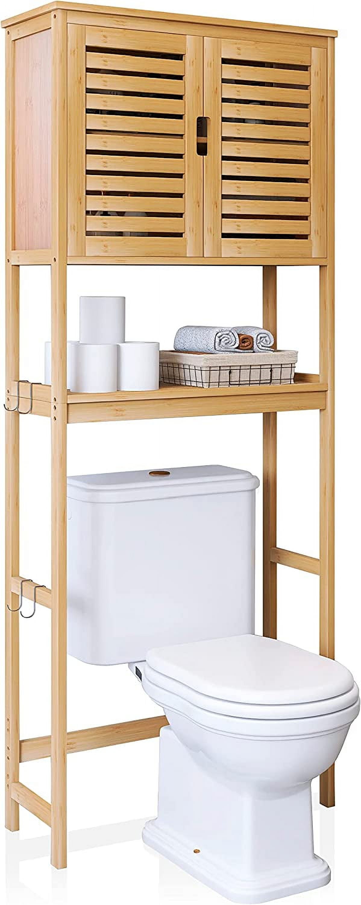Bathroom Over The Toilet Storage Cabinet, 2 Door Bamboo Cabinet ...