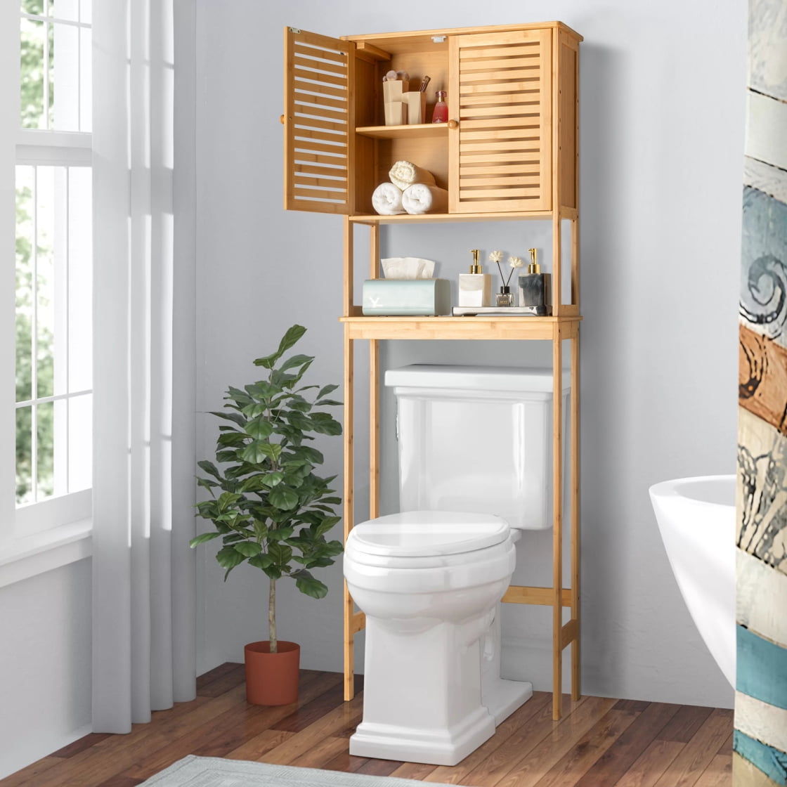 Triple Tree Bamboo Over Toilet Storage Cabinet, Adjustable Shelves, 2 ...