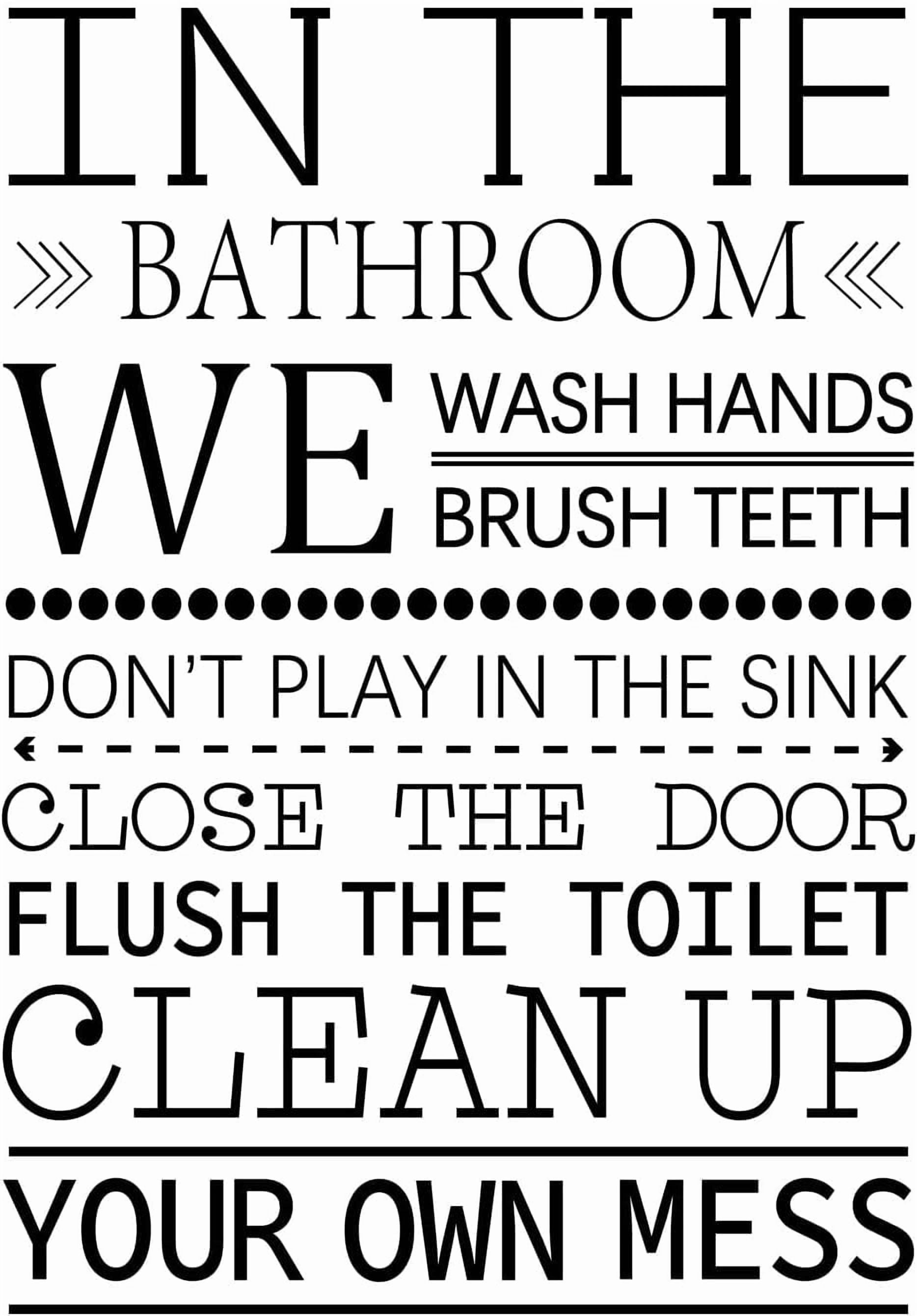 Bathroom PVC Wall Stickers Wash Hands Vinyl Wall Decal Clean Up Your ...