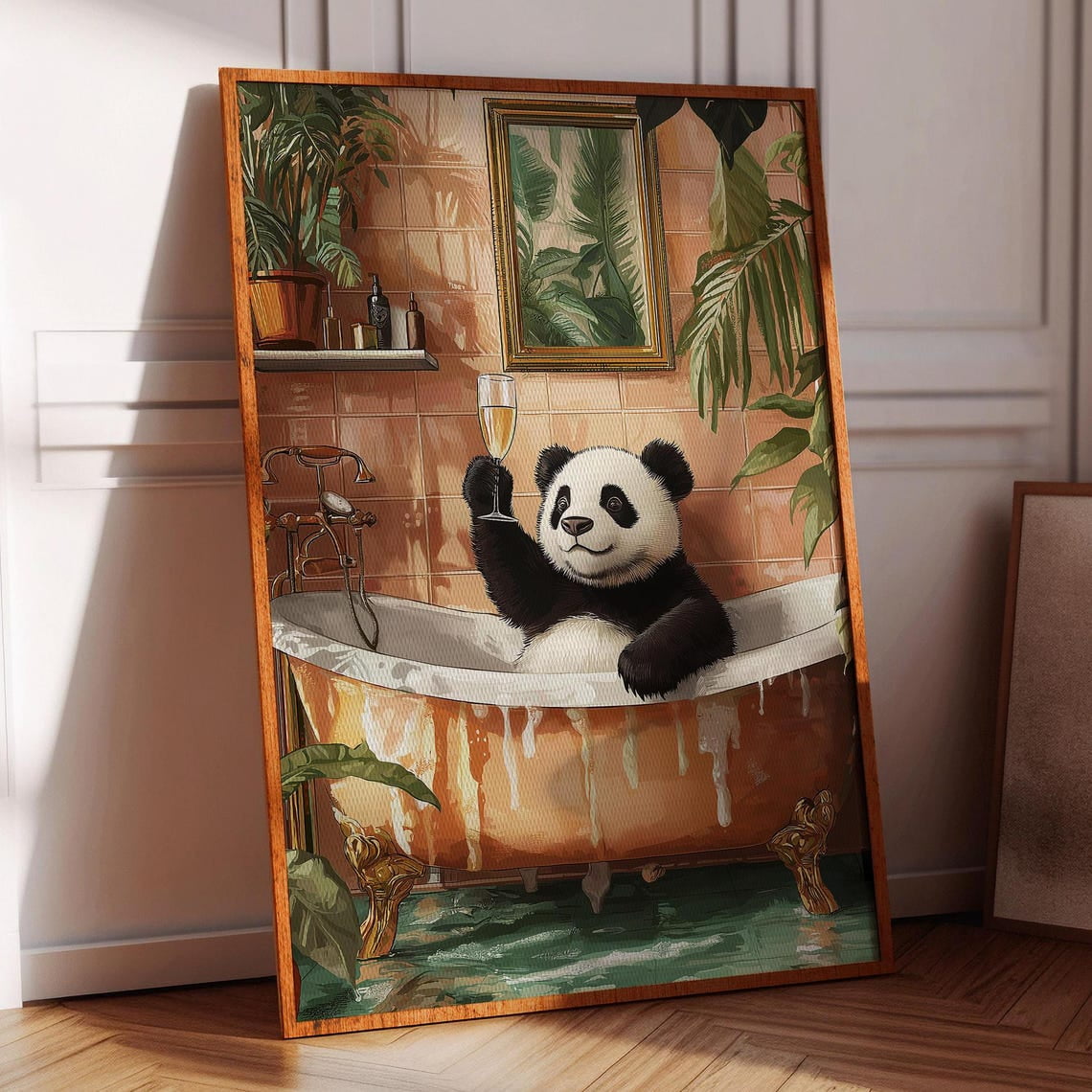Bathroom Panda Print, Funny Bathroom Wall Decor, Showering Print ...