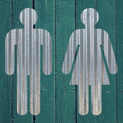 Bathroom People Corrugated Galvanized Metal Sign (18 Inch, MALE ...