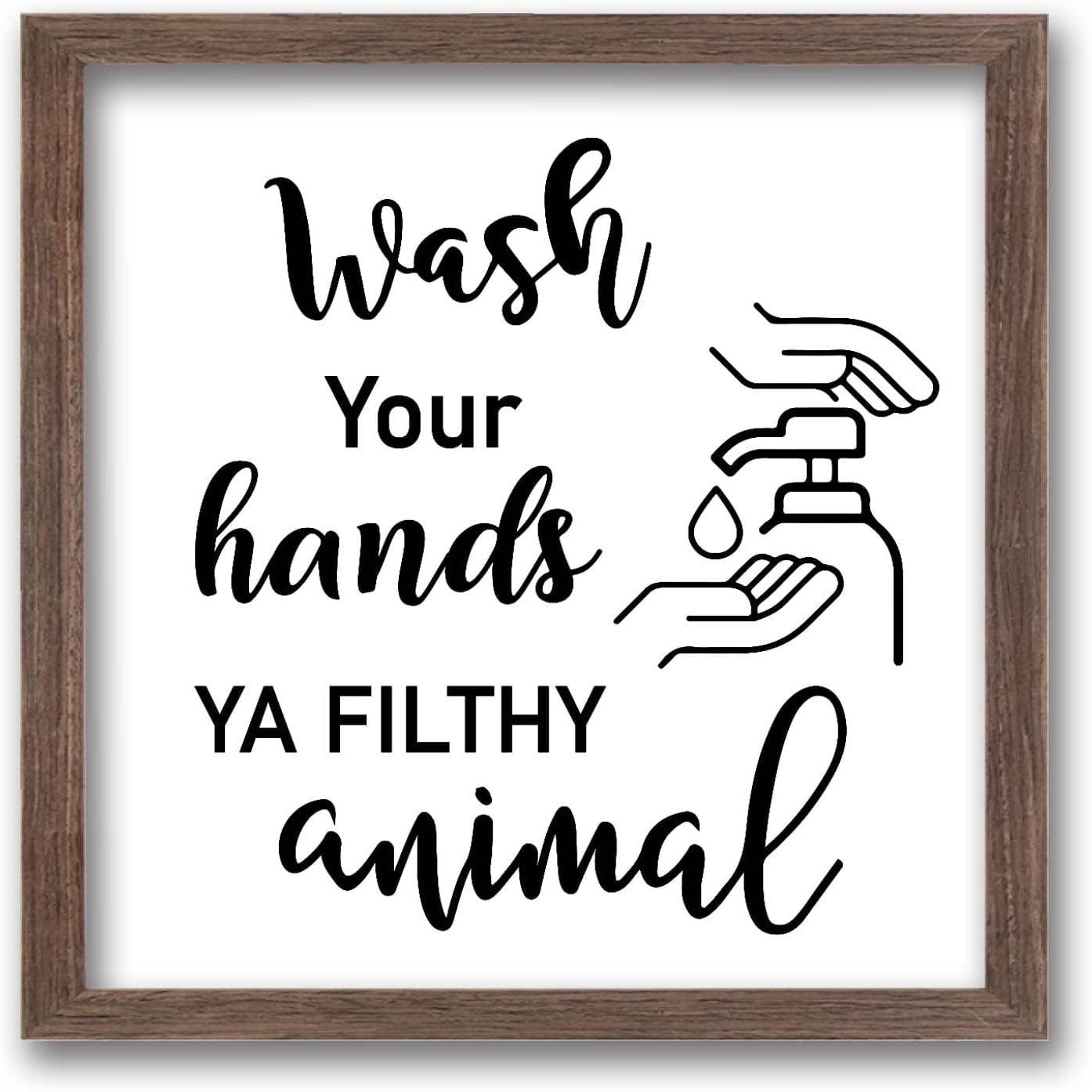 Bathroom Picture Framed Signs Wash Hands Sign-Wash Your Hands(7x7 inch ...