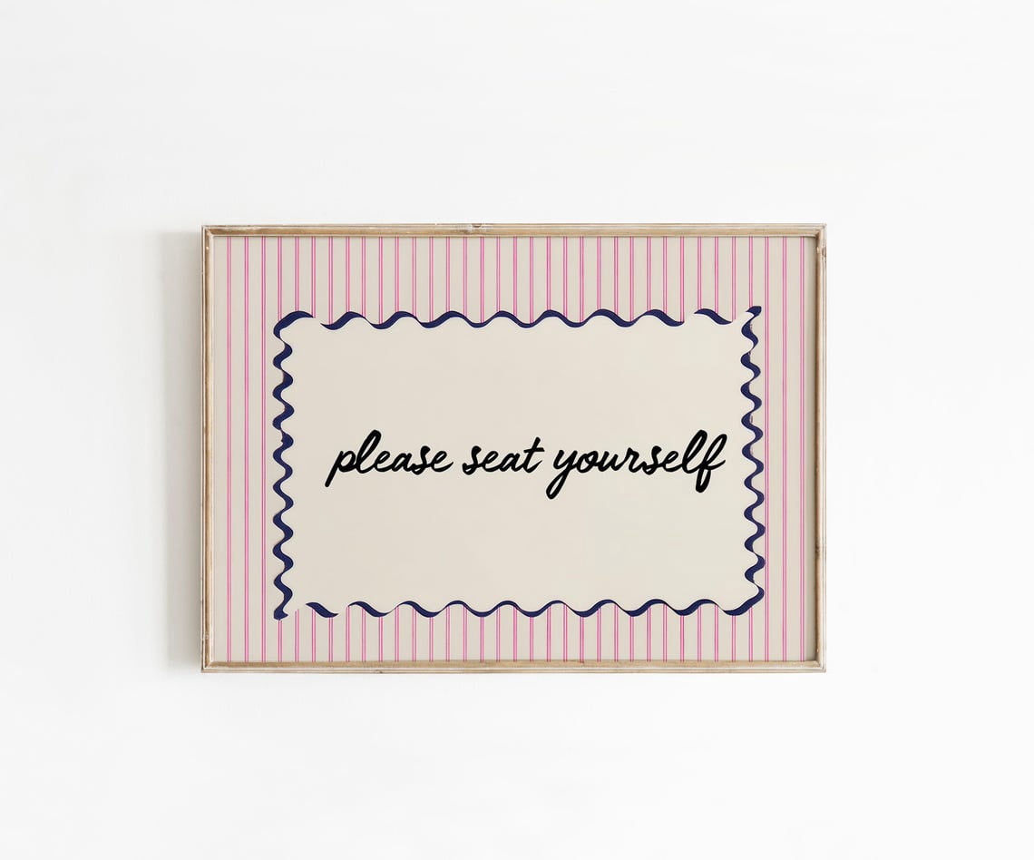 Bathroom Please Seat Yourself Humorous Typography Text Decor, Stretched ...