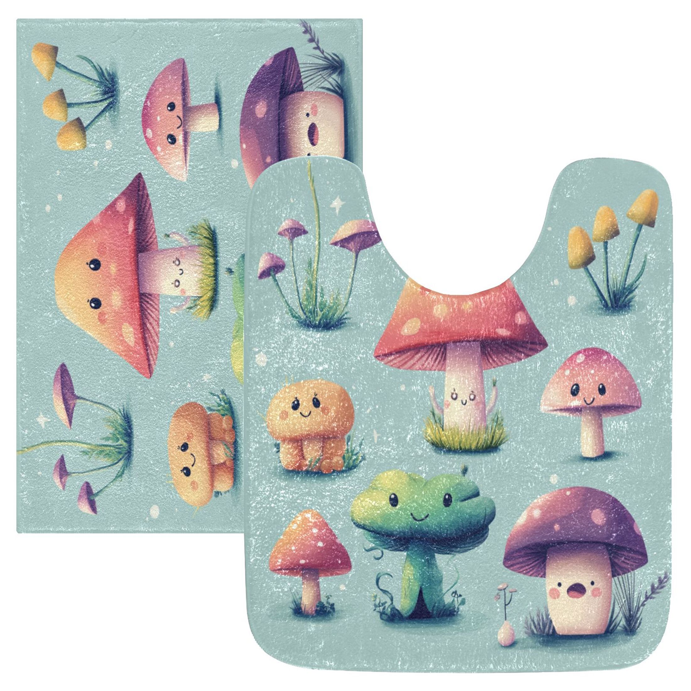 Bathroom Plush Absorbent Mat Combined U-Shaped Square Pad Bath Mat ...