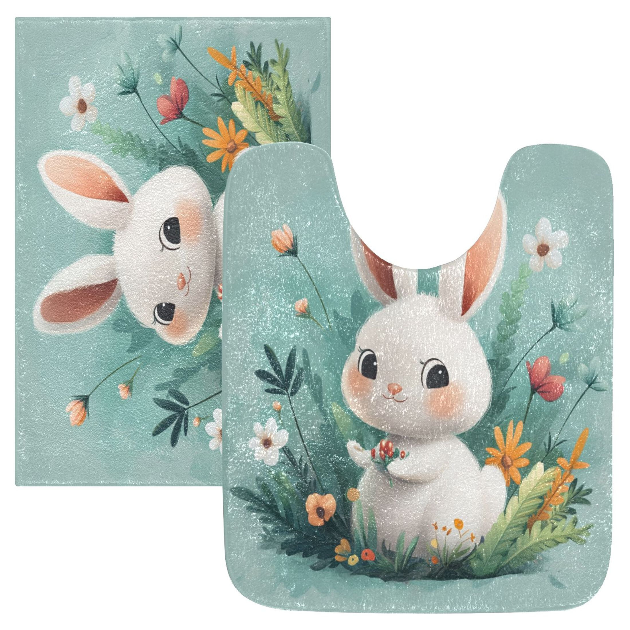 Bathroom Plush Absorbent Mat Combined U-Shaped Square Pad Bath Mat ...