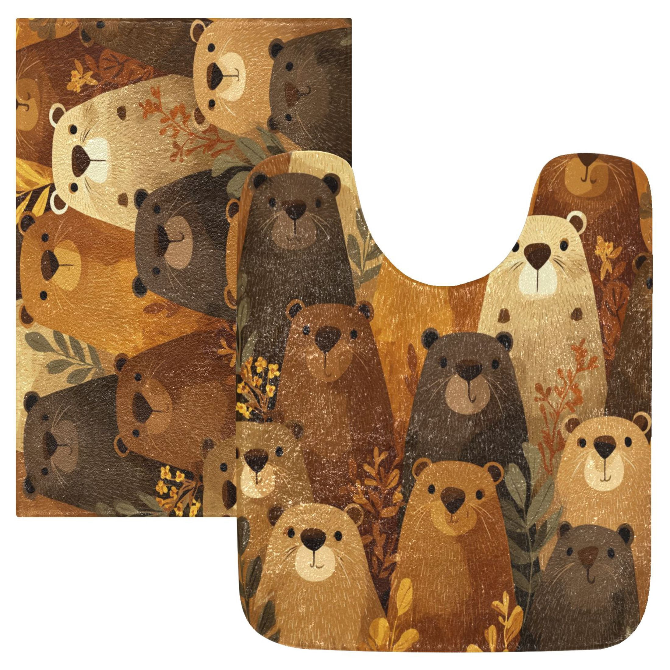 Bathroom Plush Absorbent Mat Combined U-Shaped Square Pad Bath Mat ...
