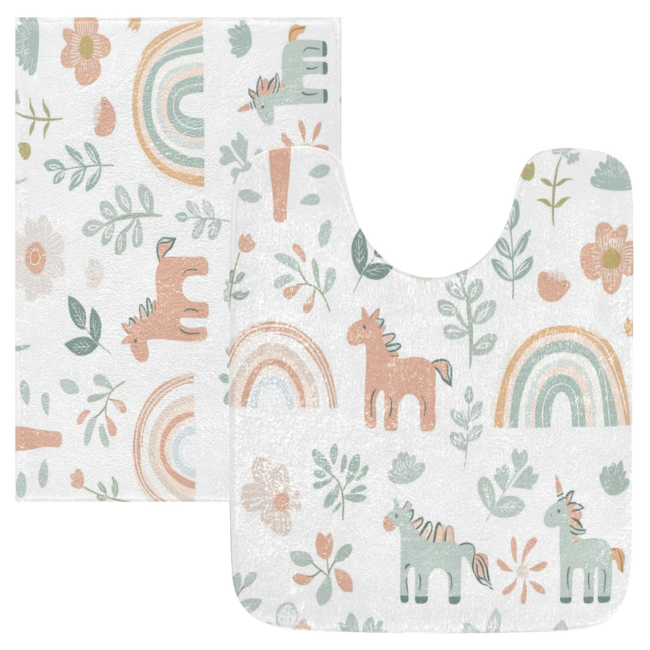 Bathroom Plush Absorbent Mat Combined U-Shaped Square Pad Bath Mat ...