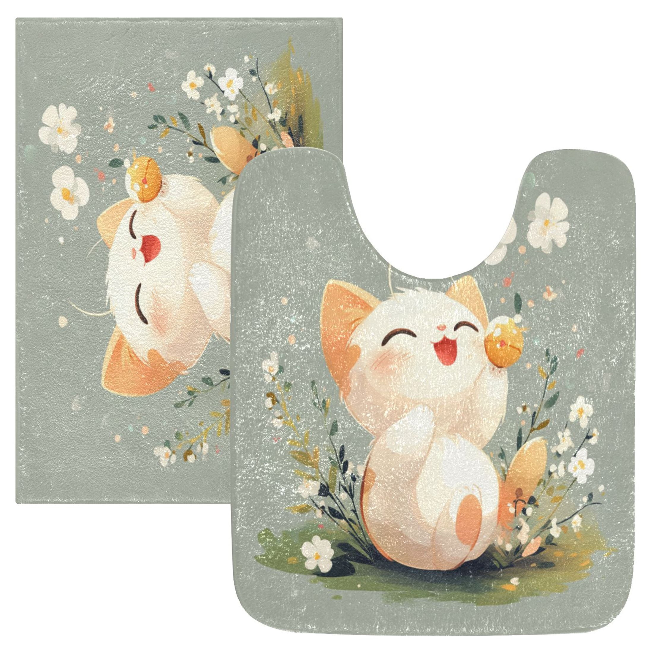 Bathroom Plush Absorbent Mat Combined U-Shaped Square Pad Bath Mat ...