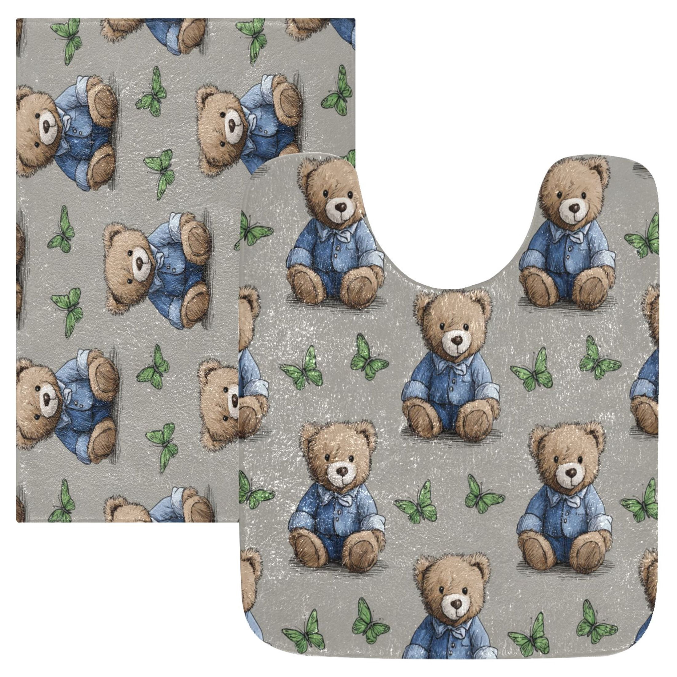 Bathroom Plush Absorbent Mat Combined U-Shaped Square Pad Bath Mat ...