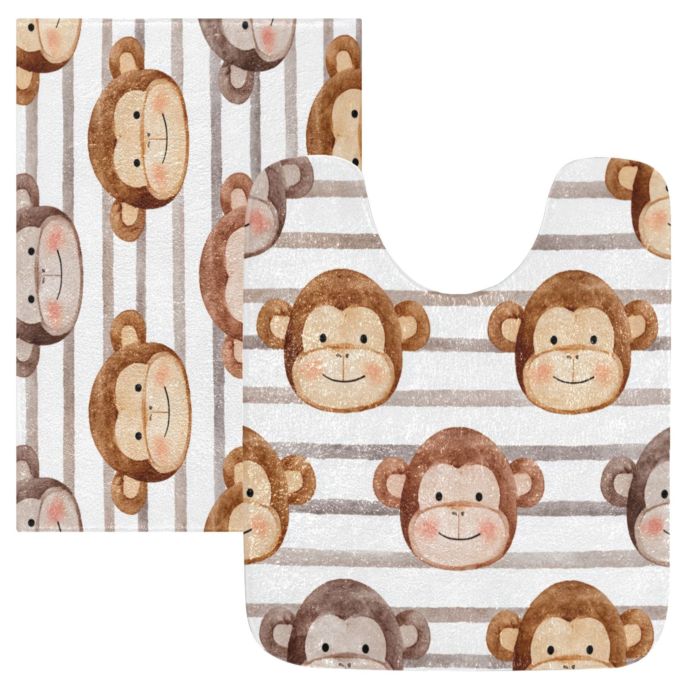 Bathroom Plush Absorbent Mat Combined U-Shaped Square Pad Bath Mat ...