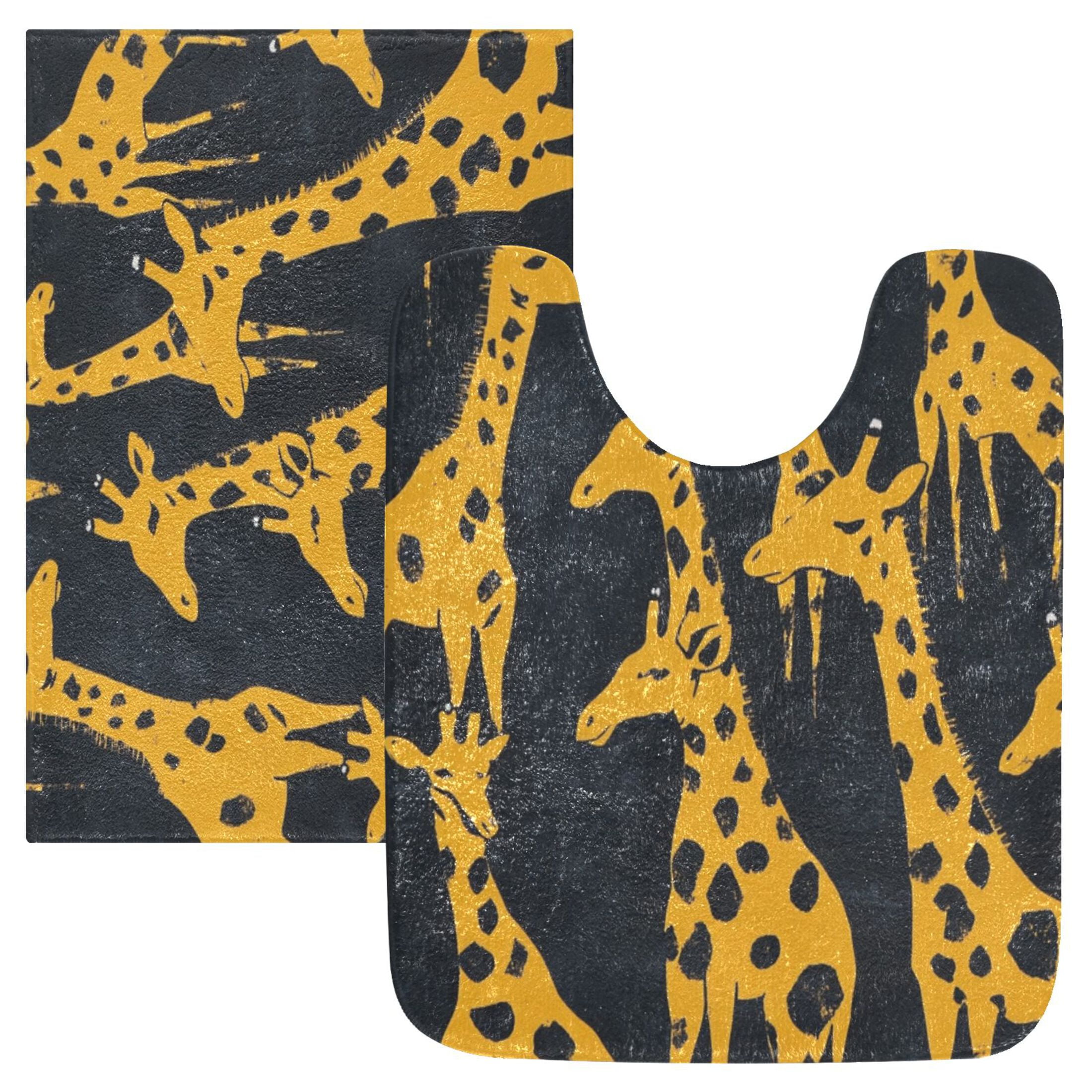 Bathroom Plush Absorbent Mat Combined U-Shaped Square Pad Bath Mat ...