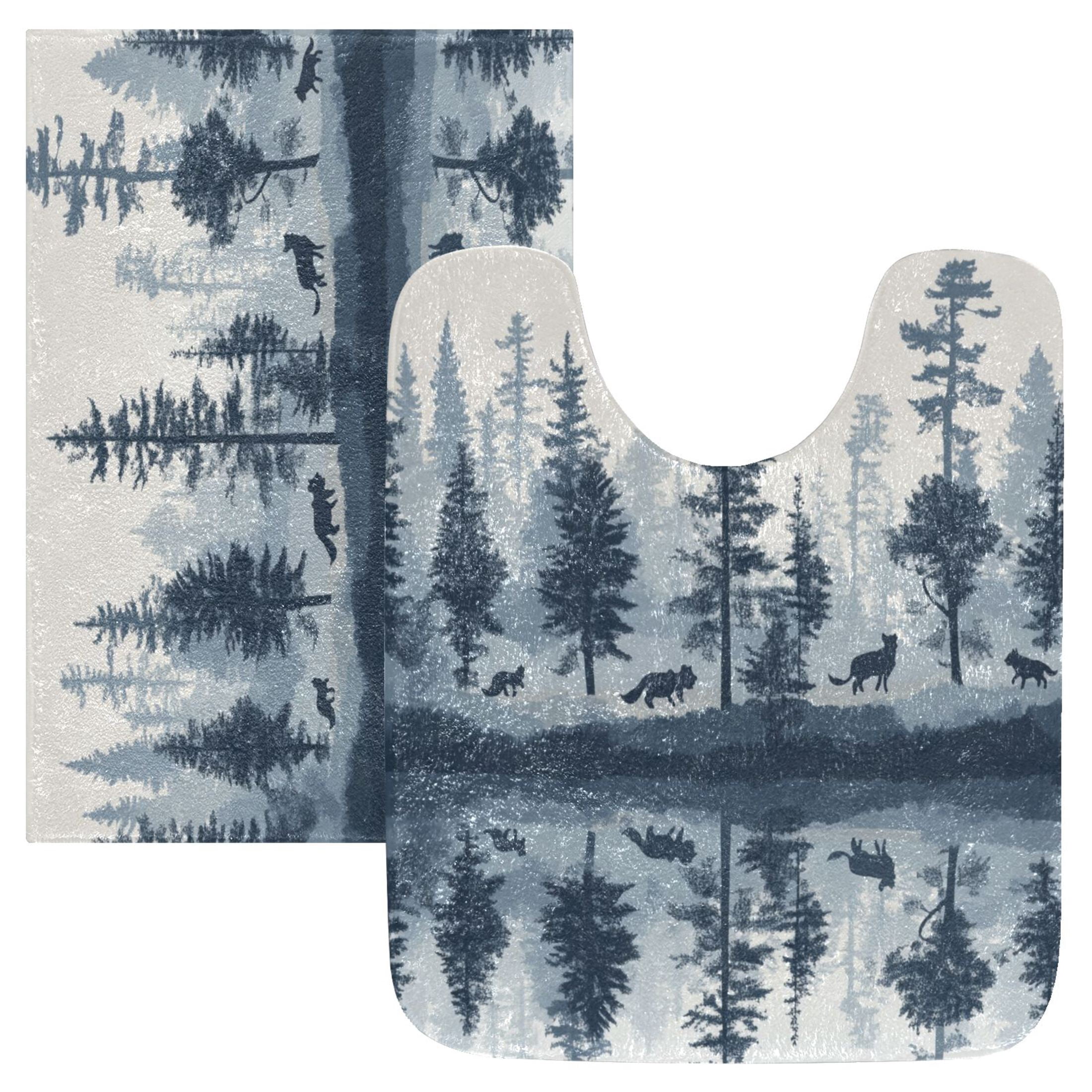 Bathroom Plush Absorbent Mat Combined U-Shaped Square Pad Bath Mat ...