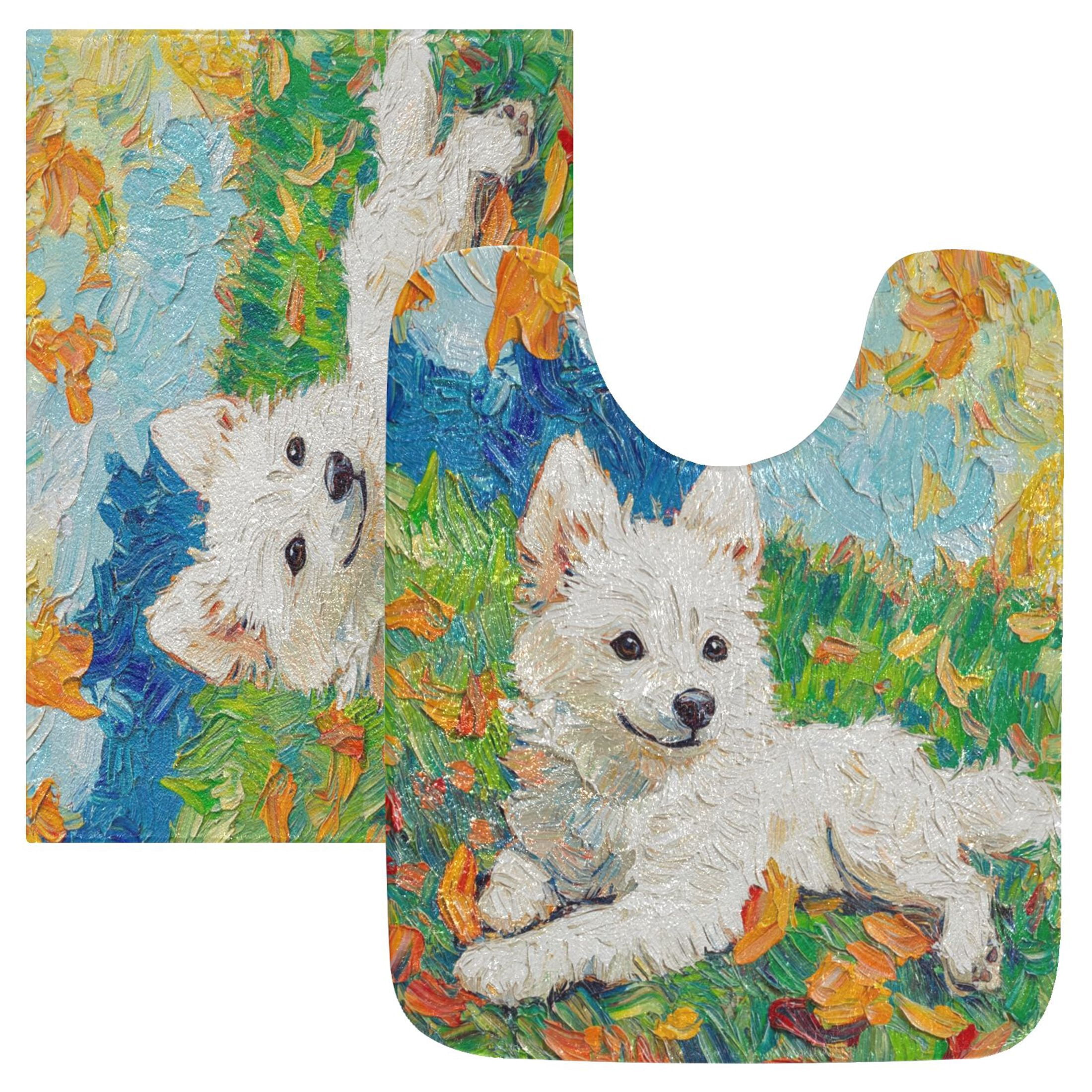 Bathroom Plush Absorbent Mat Combined U-Shaped Square Pad Bath Mat ...
