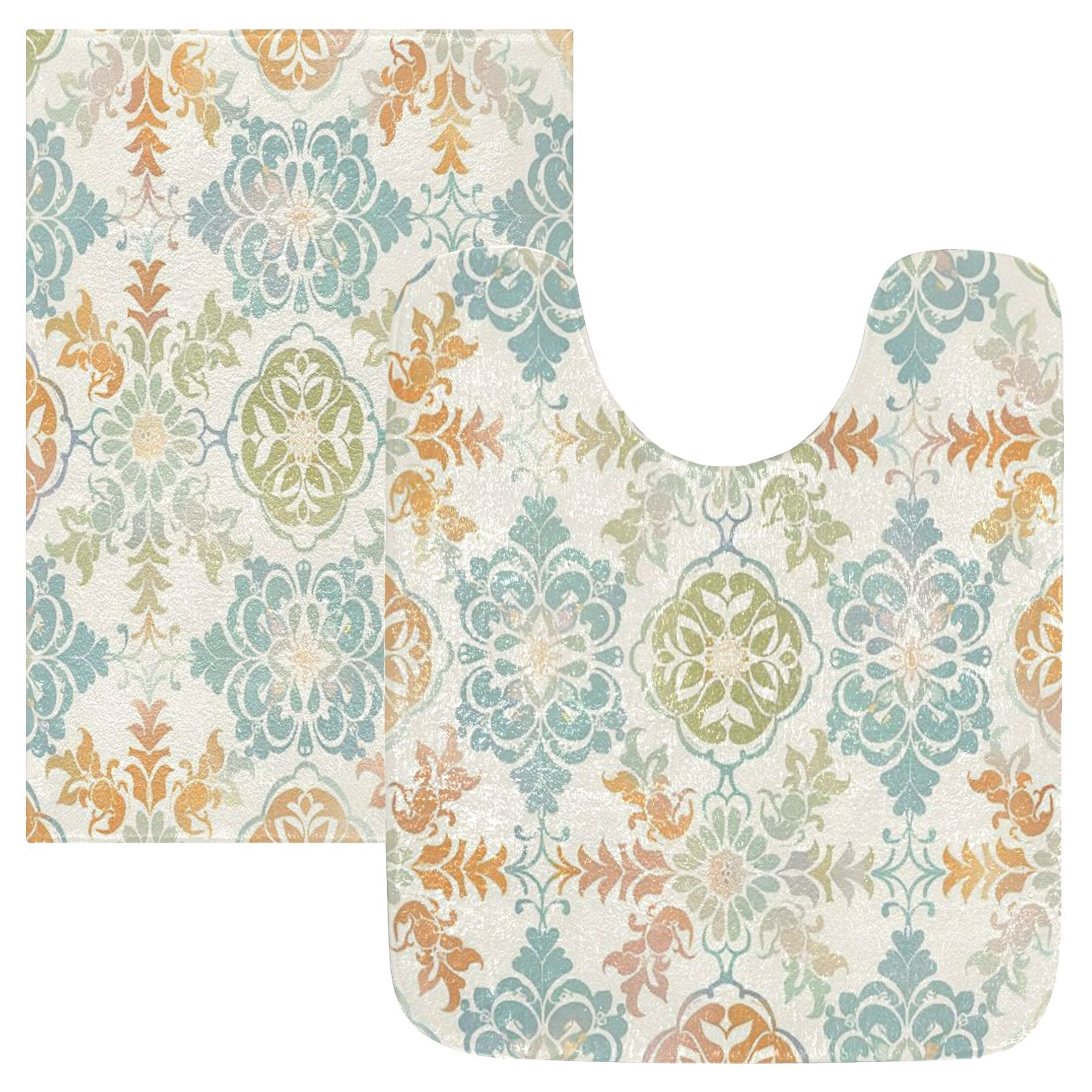 Bathroom Plush Absorbent Mat Combined U-Shaped Square Pad Bath Mat ...