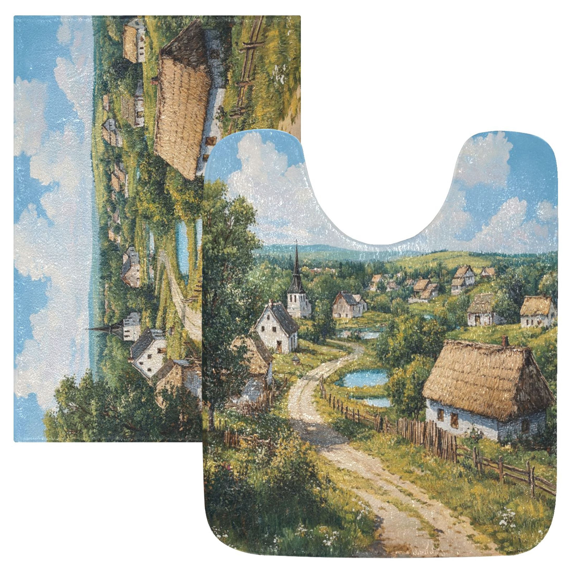Bathroom Plush Absorbent Mat Combined U-Shaped Square Pad Bath Mat ...
