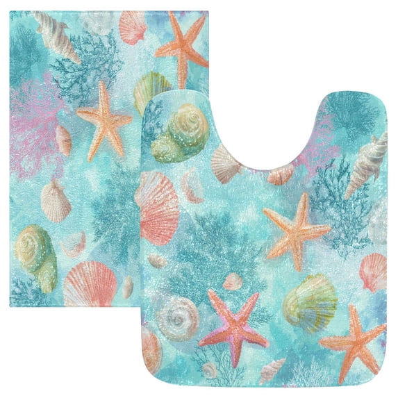Bathroom Plush Absorbent Mat Combined U-Shaped Square Pad Bath Mat ...