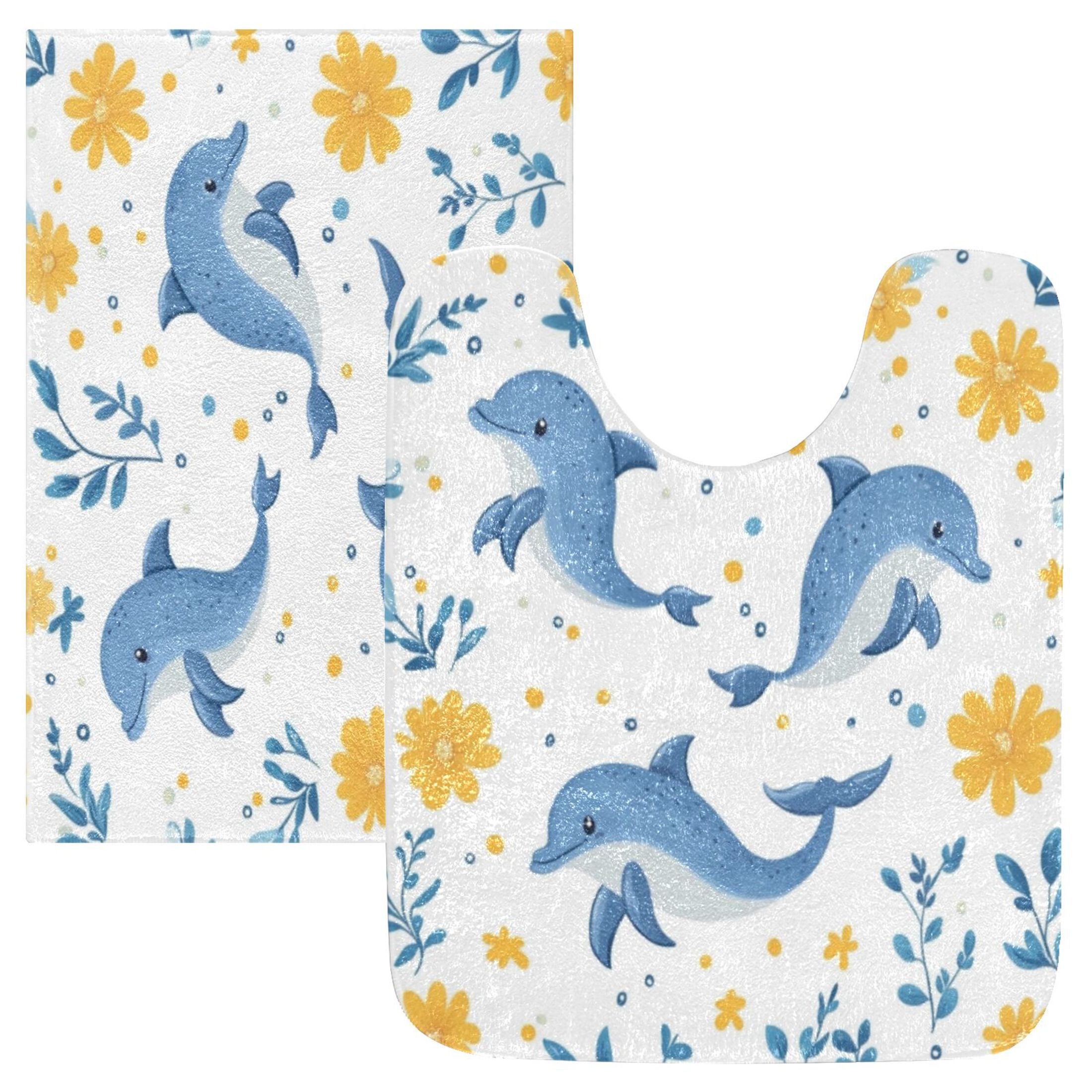 Bathroom Plush Absorbent Mat Combined U-Shaped Square Pad Bath Mat ...