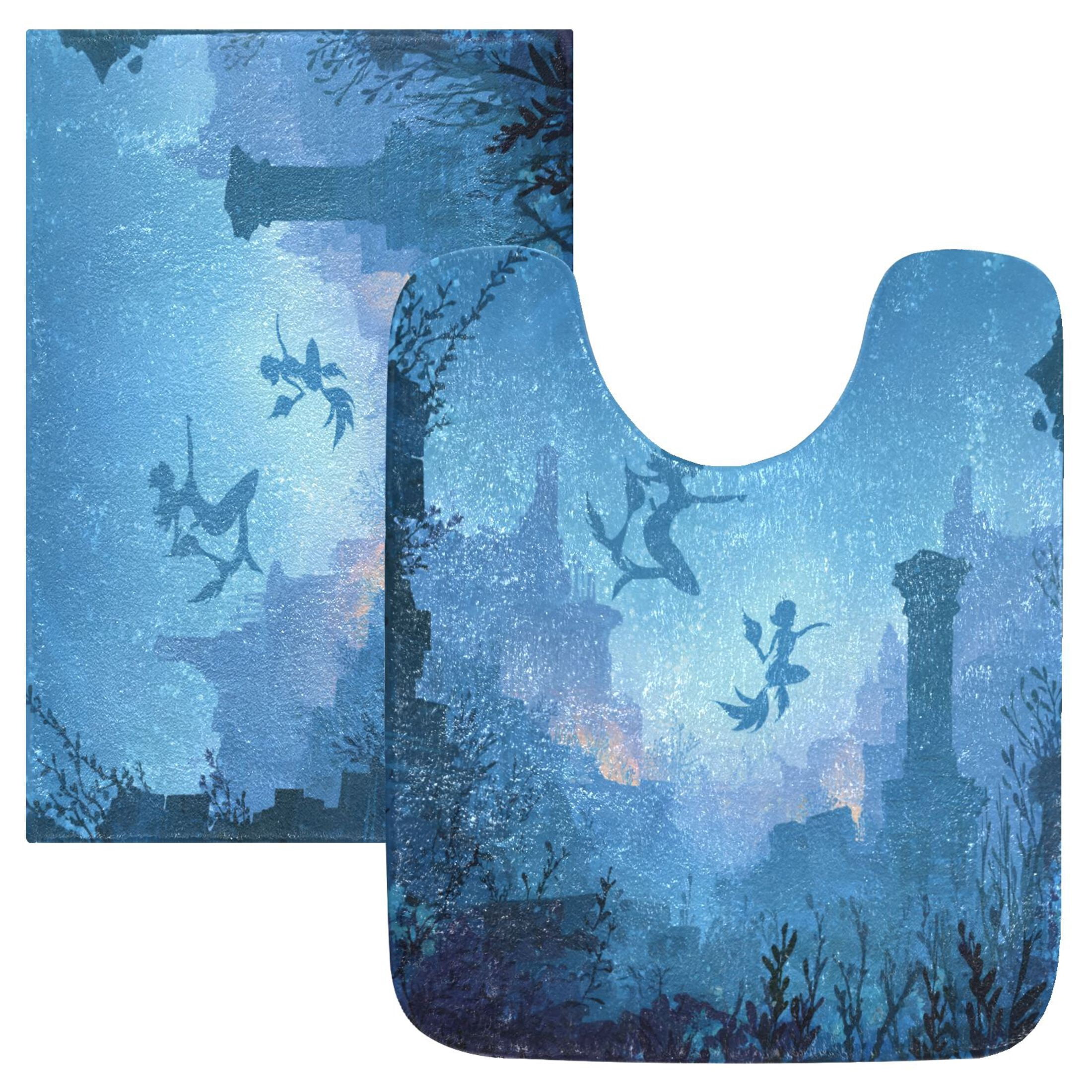 Bathroom Plush Absorbent Mat Combined U-Shaped Square Pad Bath Mat ...