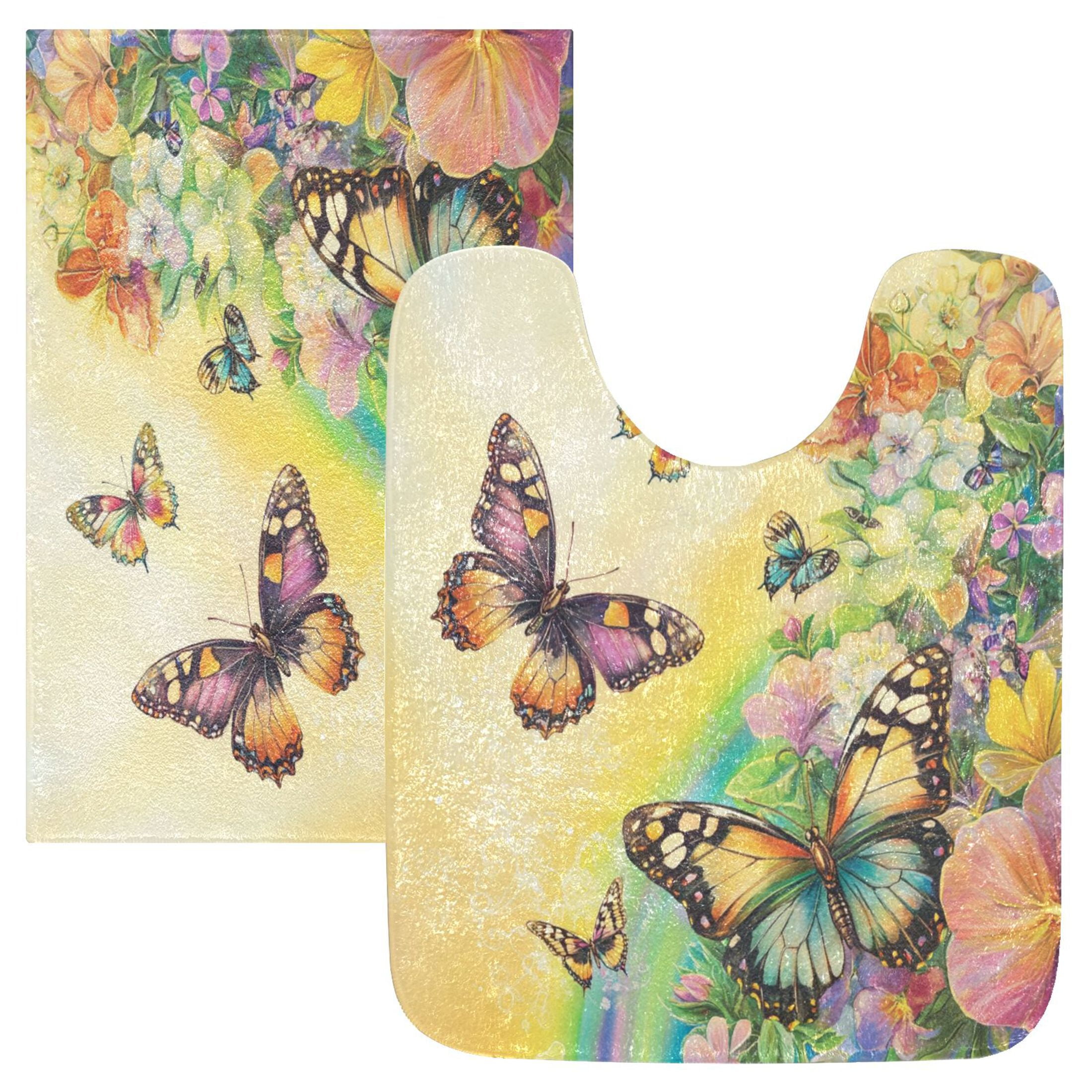 Bathroom Plush Absorbent Mat Combined U-Shaped Square Pad Bath Mat ...