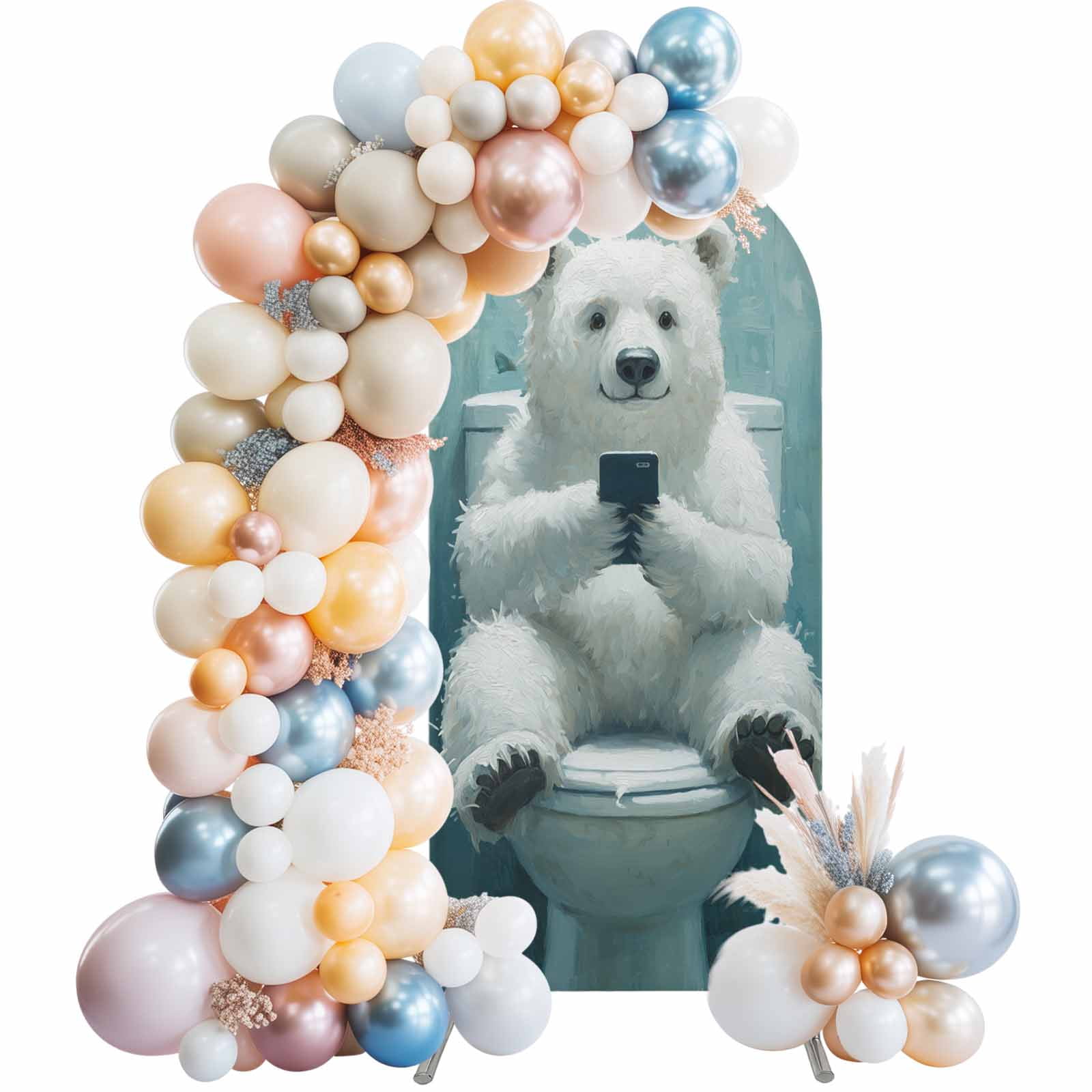 Bathroom Polar Bear Arch Backdrop Cover 4x1.65 Ft, Spandex Wedding Arch ...