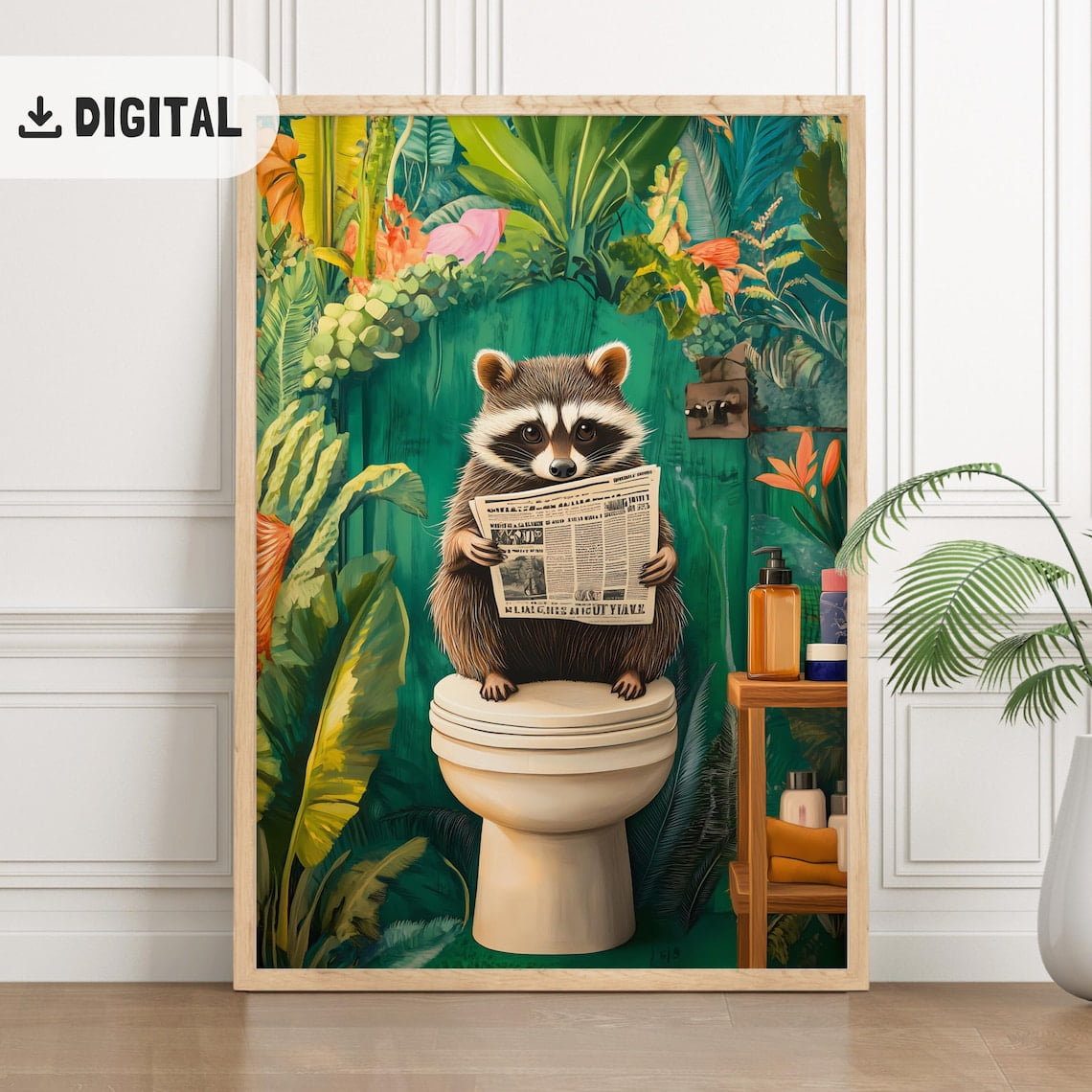Bathroom Poster: Animal Pooping Tet Wall Art, Maximalist Wc Decor ...