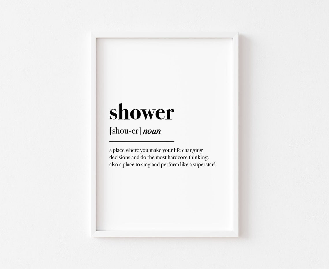 Bathroom Posters, Shower Definition Poster, Bathroom Poster Wall Art ...
