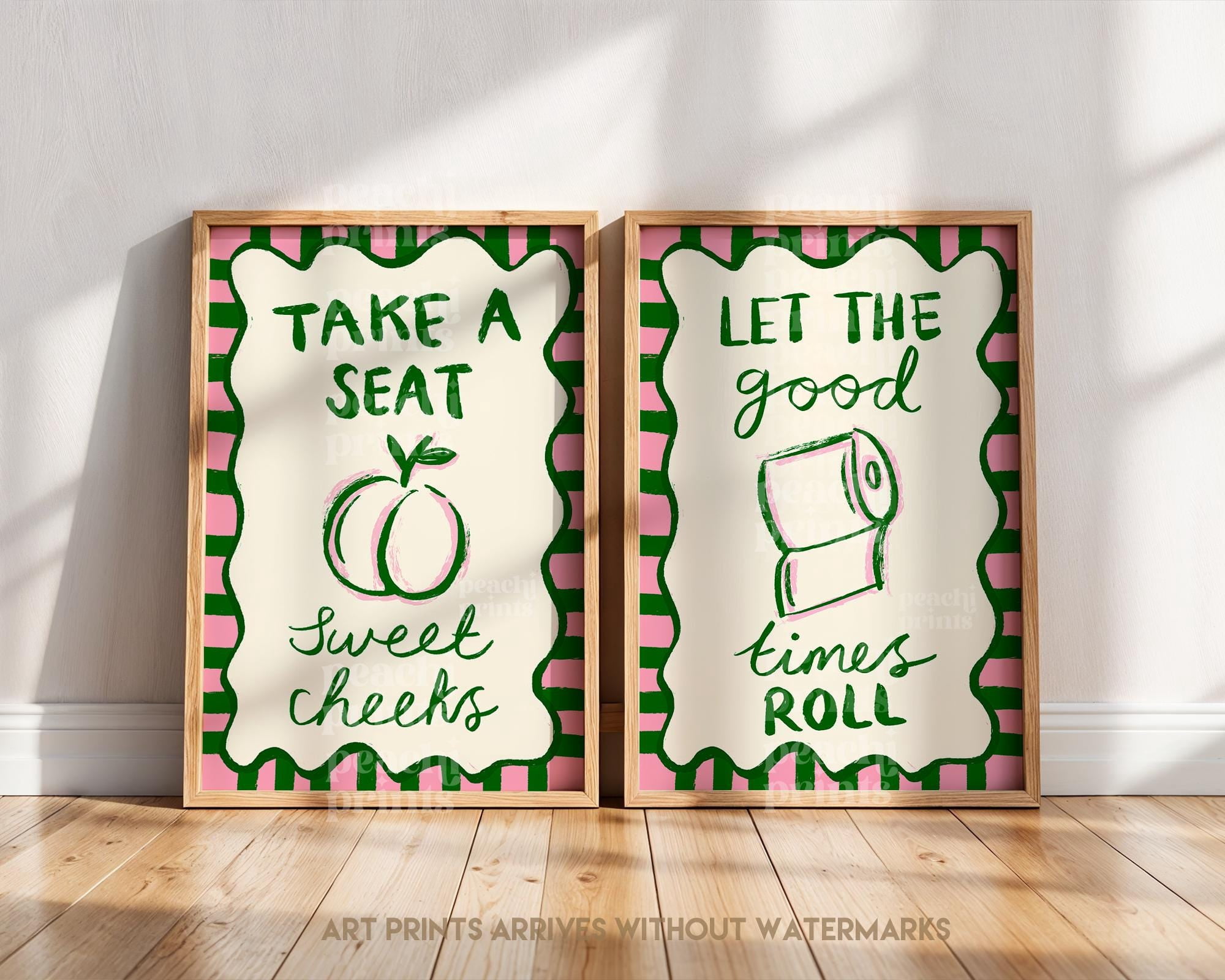 Bathroom Prints Toilet Poster Bathroom Wall Art Green Bathroom Decor ...