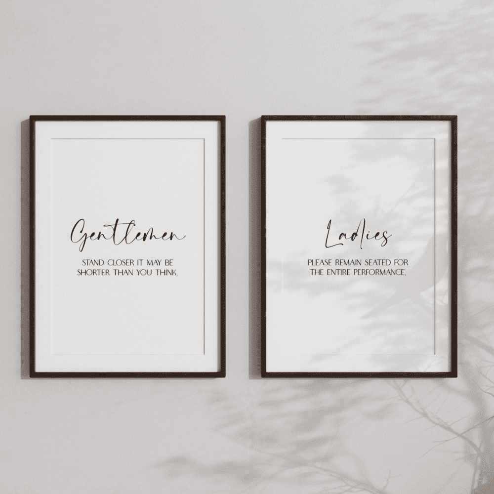 Bathroom Quote Couple Wall Art Ladies Gentlemen Bathroom Decor Poster ...