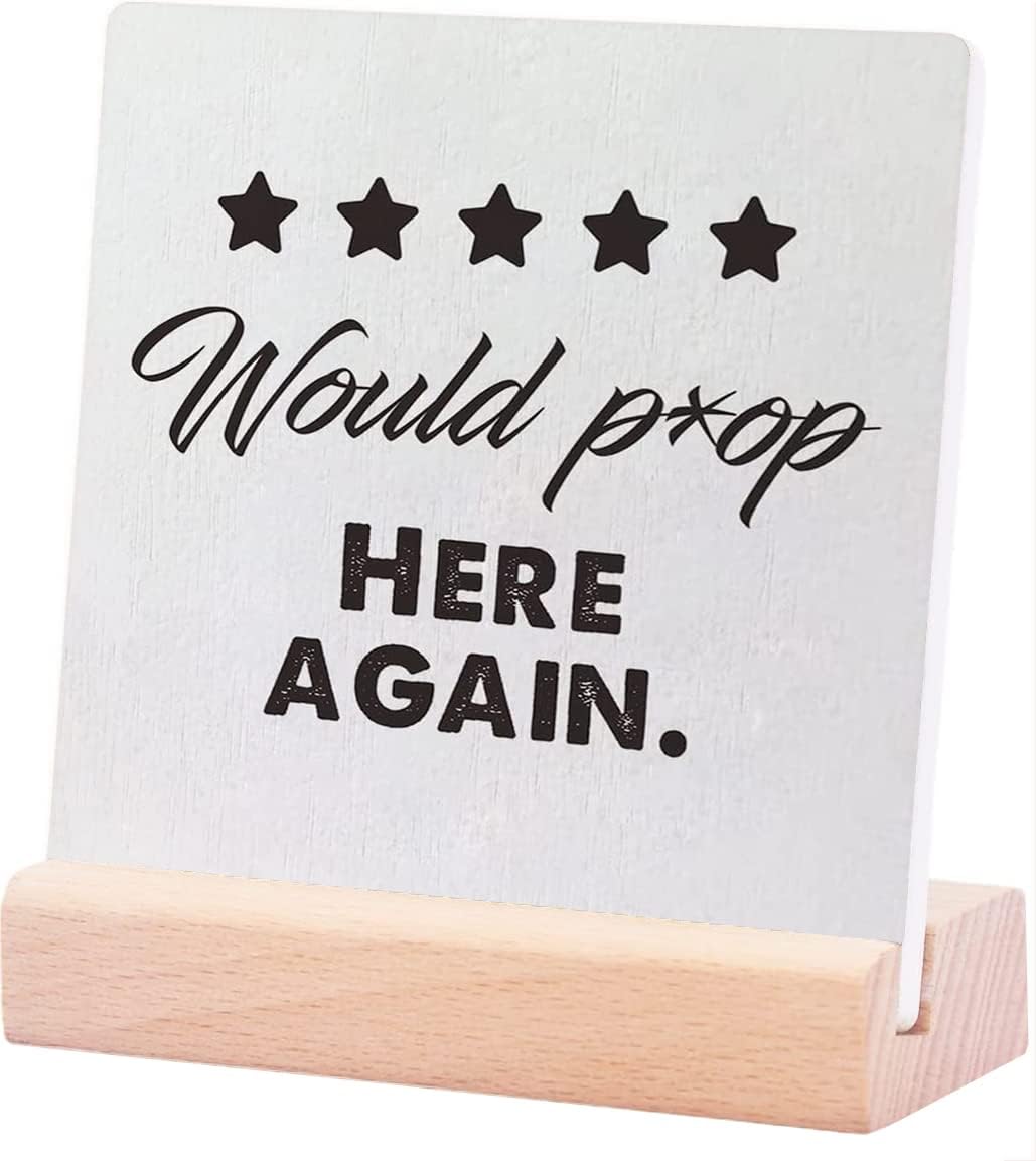Bathroom Quote Five Stars Would Poop Here Again Ceramic Table Plaque ...