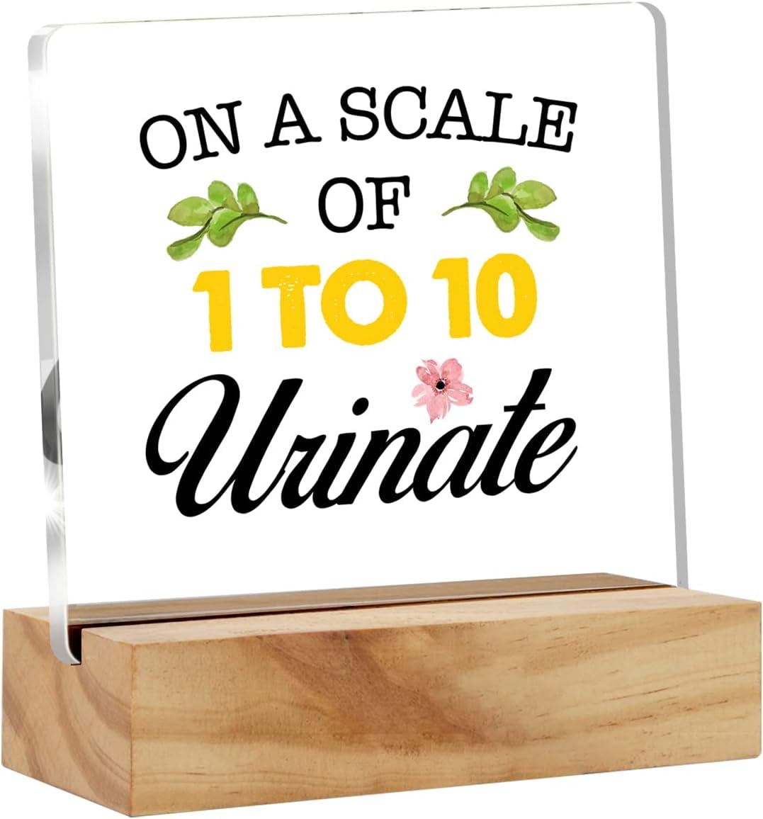 Bathroom Quote on a Scale of 1 to 10 Urinate Desk Decor Acrylic Desk ...