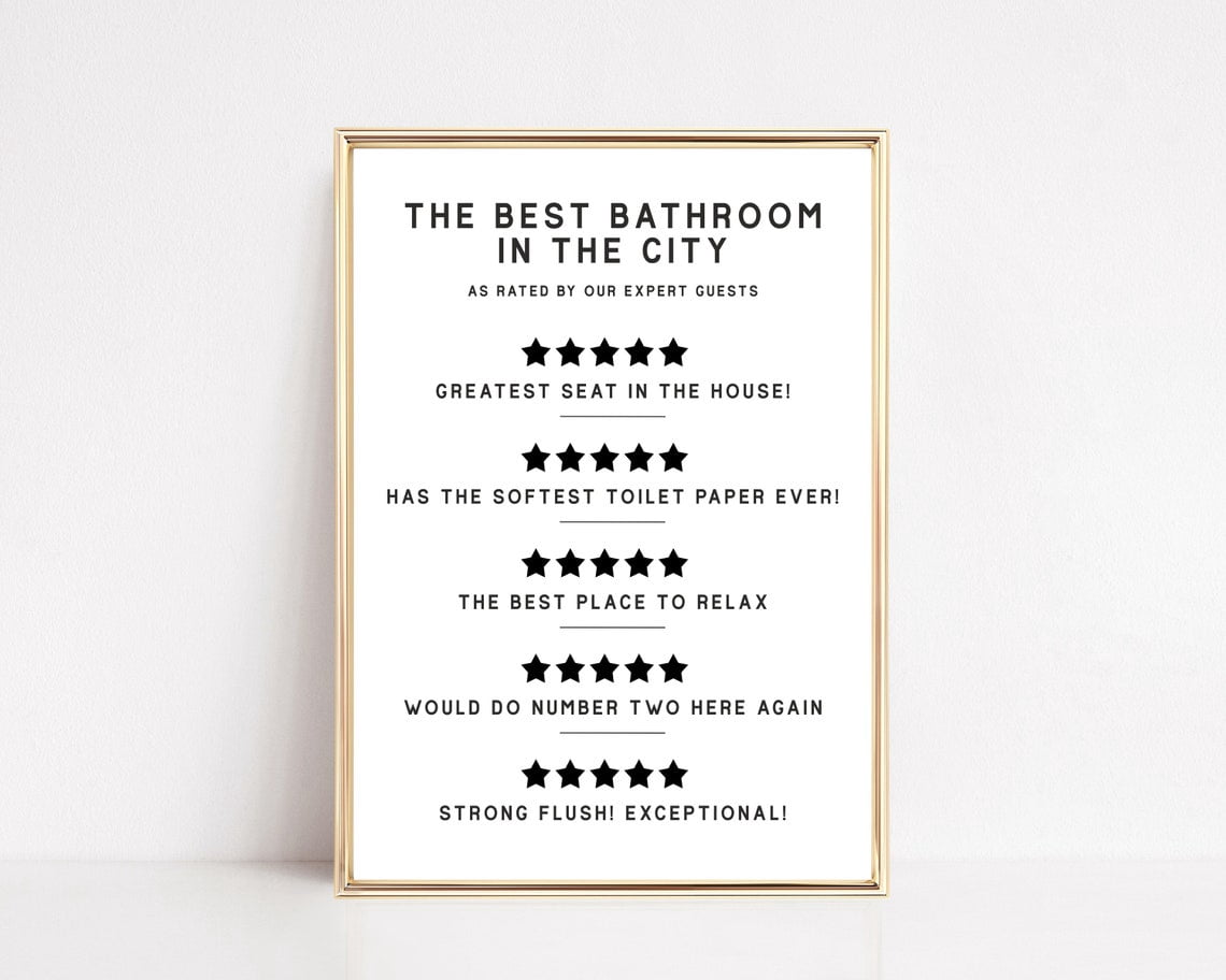 Bathroom Rating Style Typography Wall Art Fun Decor, Stretched Canvas ...