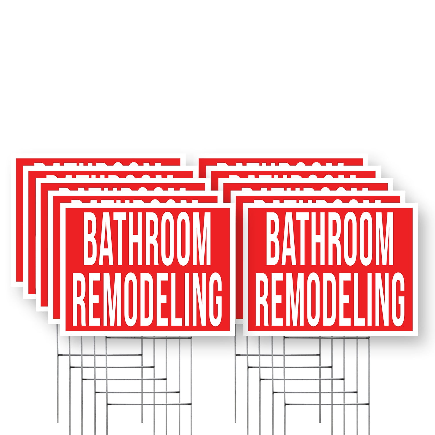 Bathroom Remodeling Yard Sign 10 Pack of 12 Inch x 16 Inch Double Sided ...