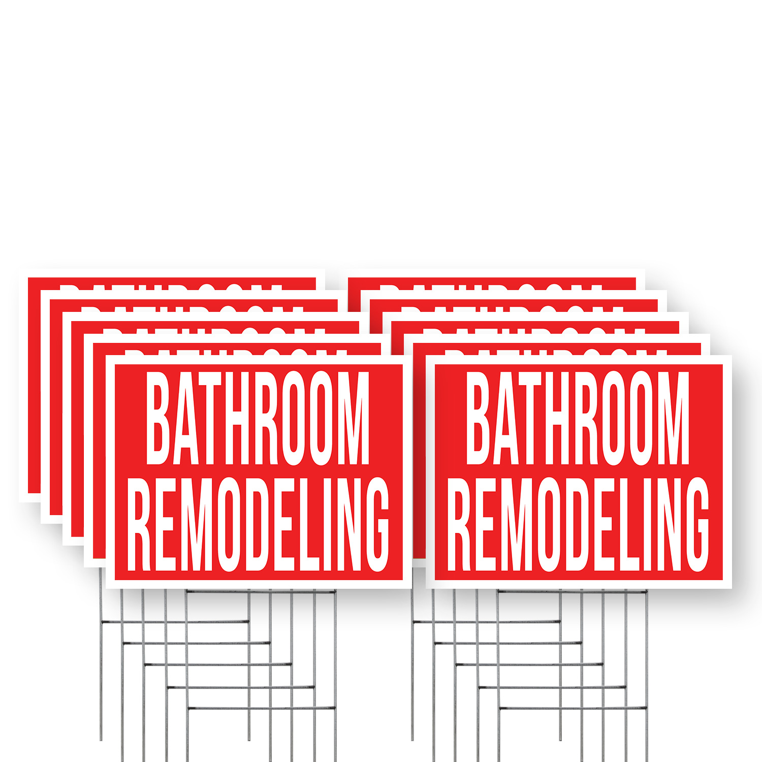 Bathroom Remodeling Yard Sign 10 Pack of 18 Inch x 24 Inch Double Sided ...
