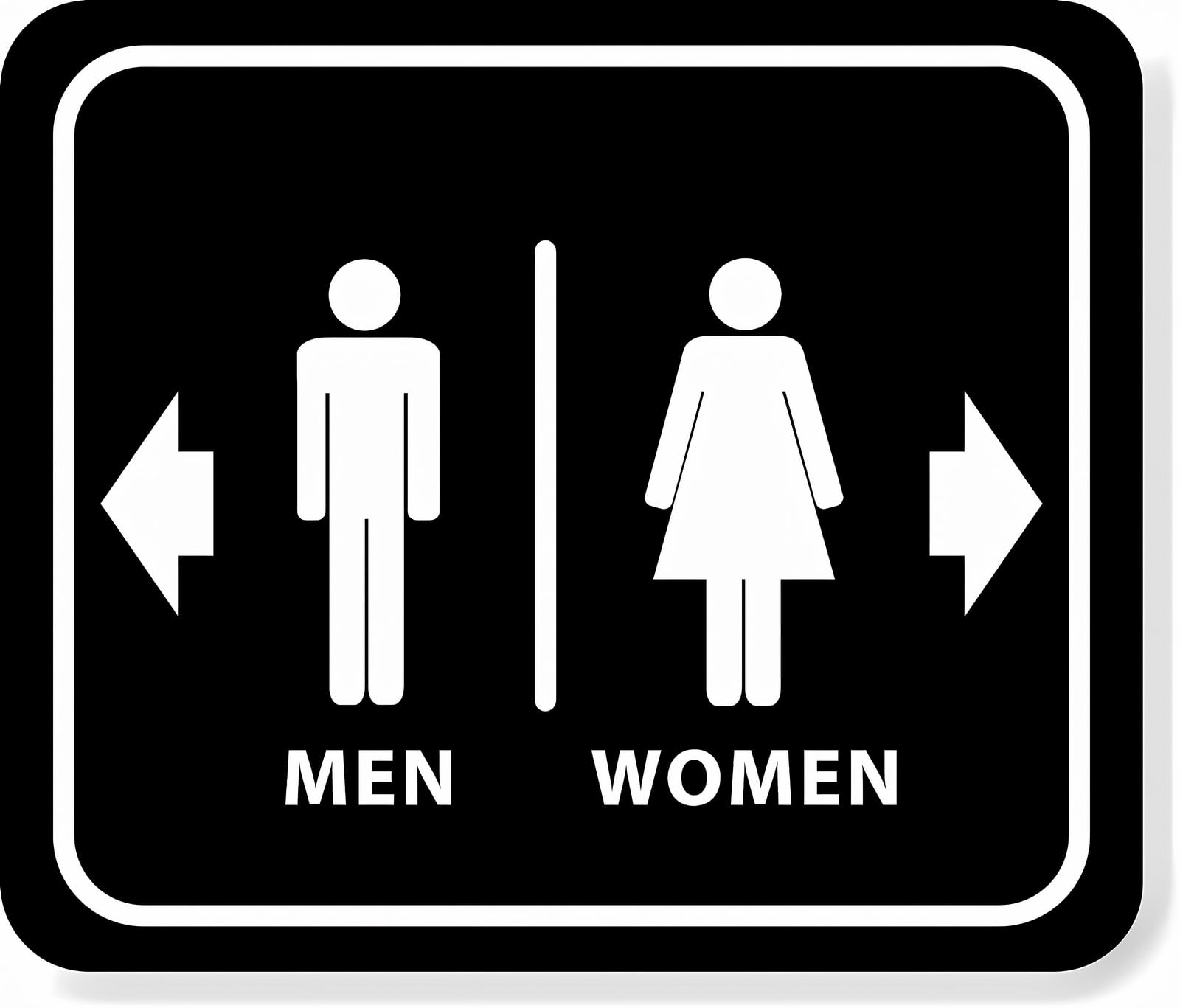 Bathroom Restroom Women Right Arrow Men Left Arrow Black Metal Tin Sign ...