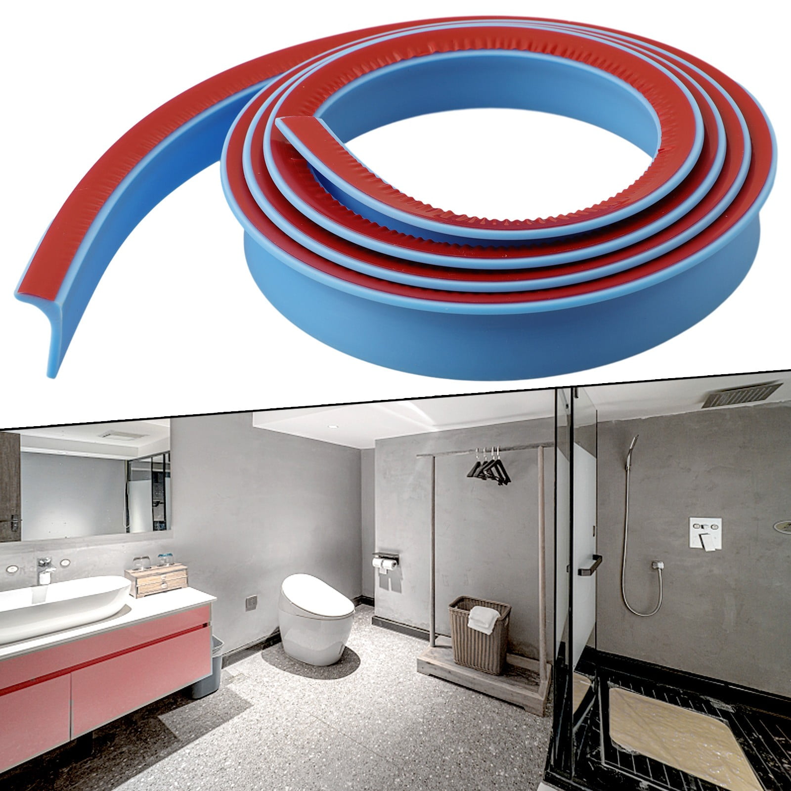Bathroom Retention Water Barrier Strip Dry &Wet Separation Silicone ...