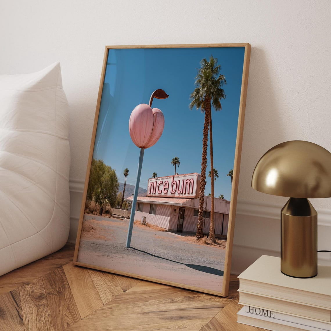 Bathroom Retro Motel Neon Sign Nice Bum Wall Decor, Unframed Canvas ...