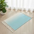 Bathroom Rug 2'x 3', Blue White Ombre Woven Cotton Washable Rug with ...