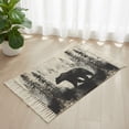 Bathroom Rug 2'x 3', Brown Bear Woven Cotton Washable Rug with Tassels ...