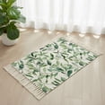 Bathroom Rug 2'x 3', Green Leaves Woven Cotton Washable Rug with ...