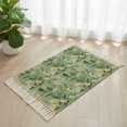 Bathroom Rug 2'x 3', Green Summer Botanical Woven Cotton Washable Rug ...