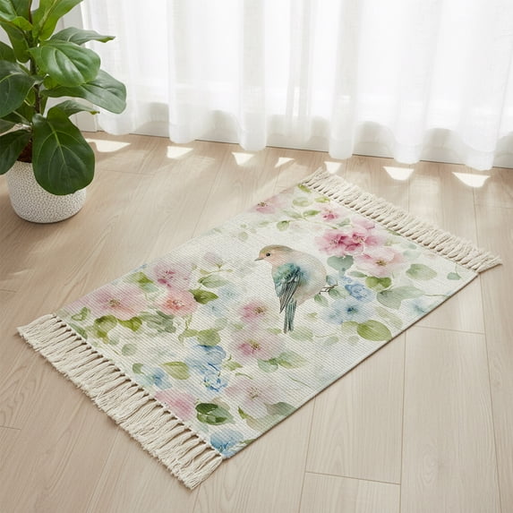 Bathroom Rug 2'x 3', Peach Blossom Woven Cotton Washable Rug with ...